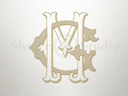 Digital Wedding Monogram - GM MG - Wedding Monogram - Vintage - Etsy