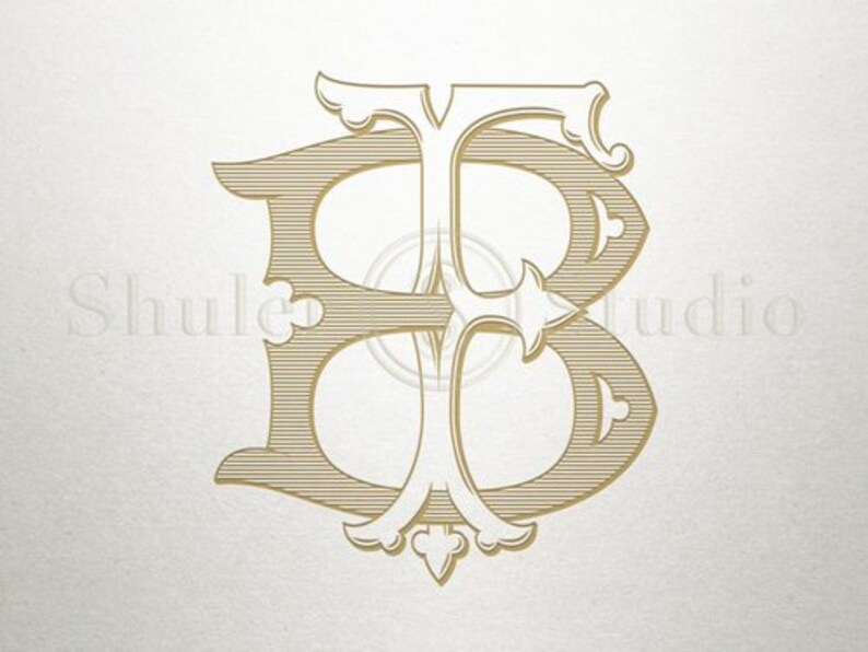 Custom Vintage Initials - BF FB- Vintage Initials - Digital - Etsy