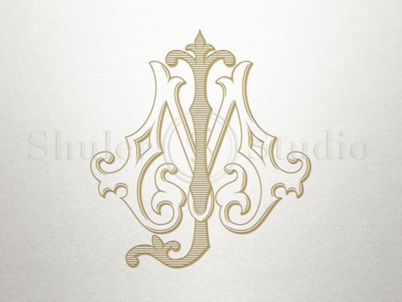 Antique Ornamental Monogram - JM MJ - Ornamental Monogram - Digital - Etsy