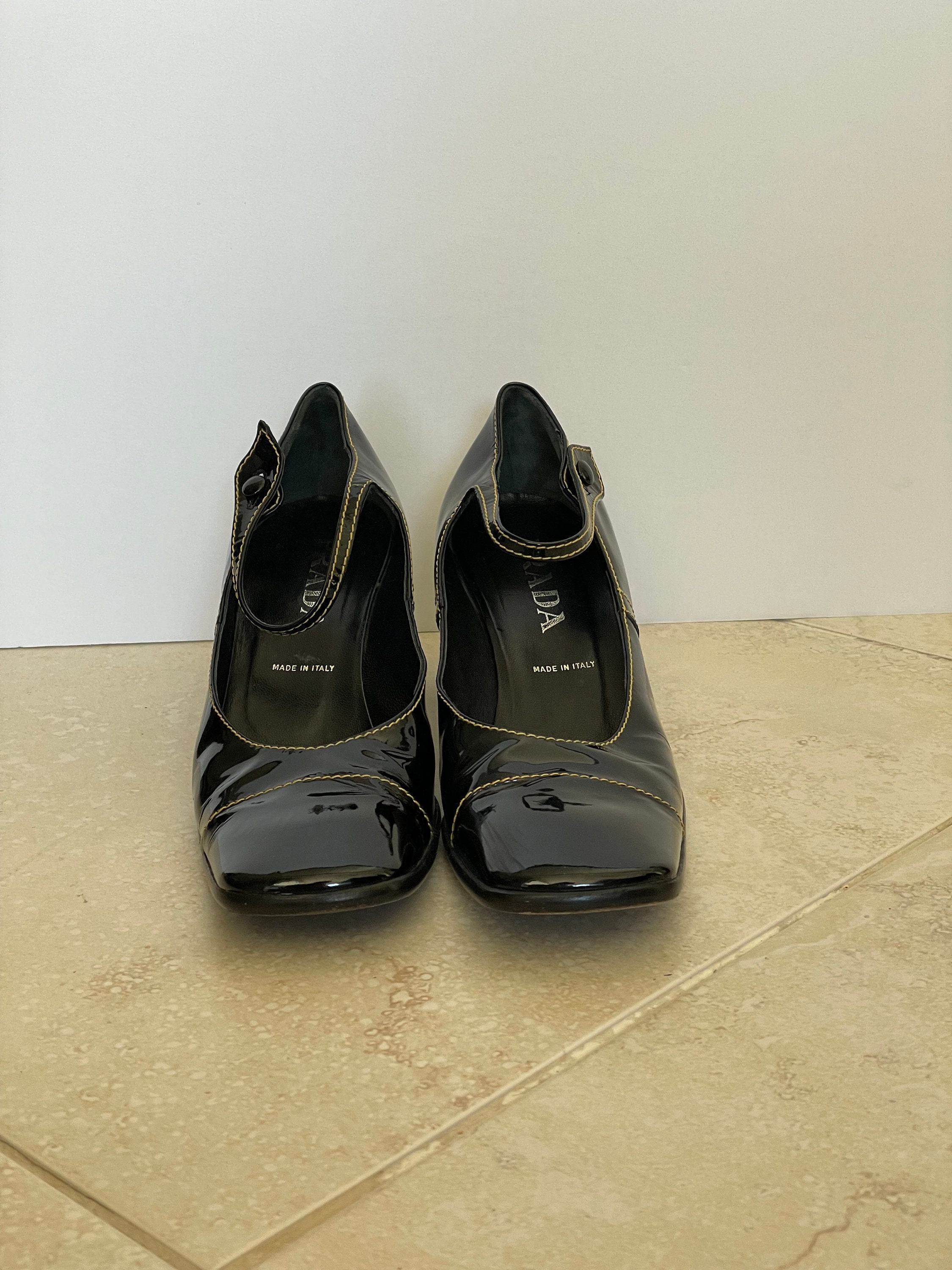 Vintage Y2K Prada Black Patent Leather Mary Jane Heels - Etsy Vintage Y2K Prada Black Patent Leather Mary Jane Heels - Etsy