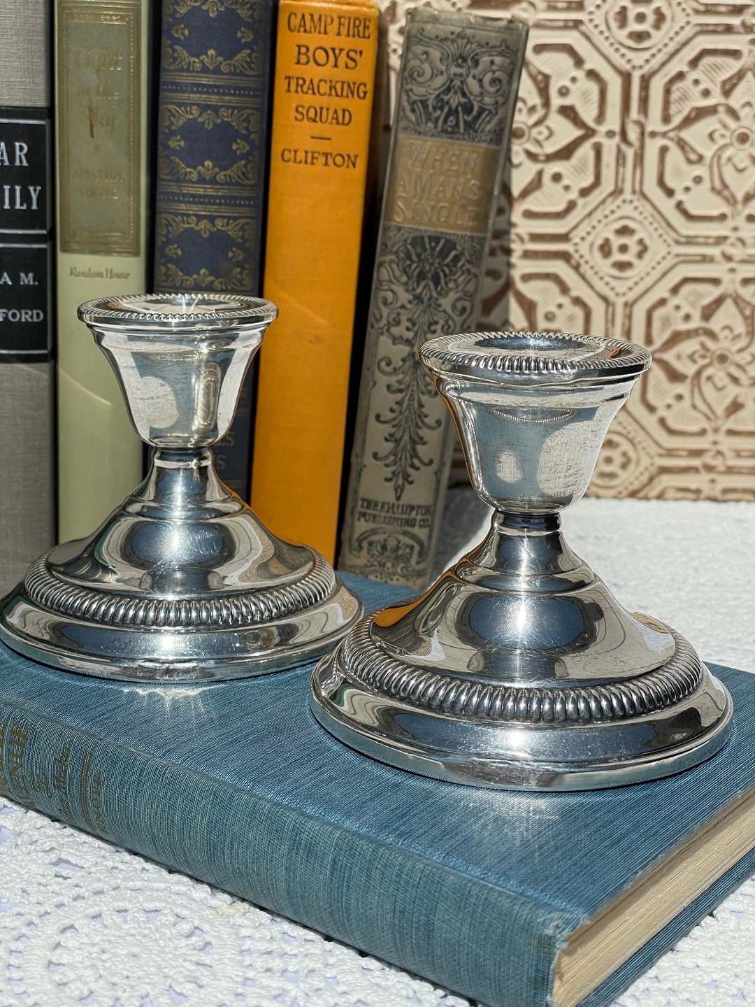 Vintage Sterling Silver Candlestick Set of 2 - Etsy