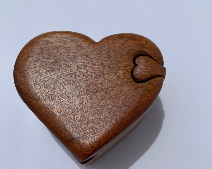 Solid Wood Heart Puzzle Box - Etsy