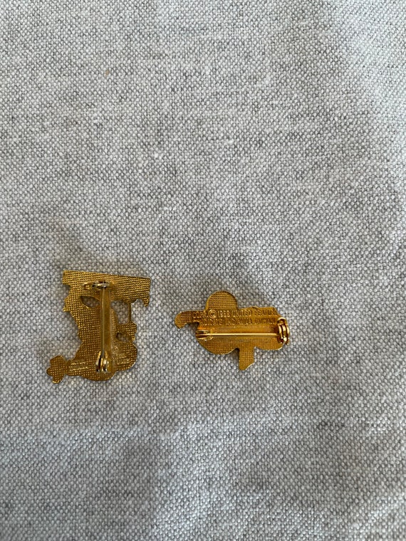 Vintage Aviva 1970s Snoopy Enamel Lapel Pin SET OF 2 - Gem