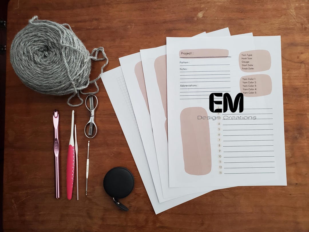 Printable Crochet Project Planner Pages Written Rows - Etsy