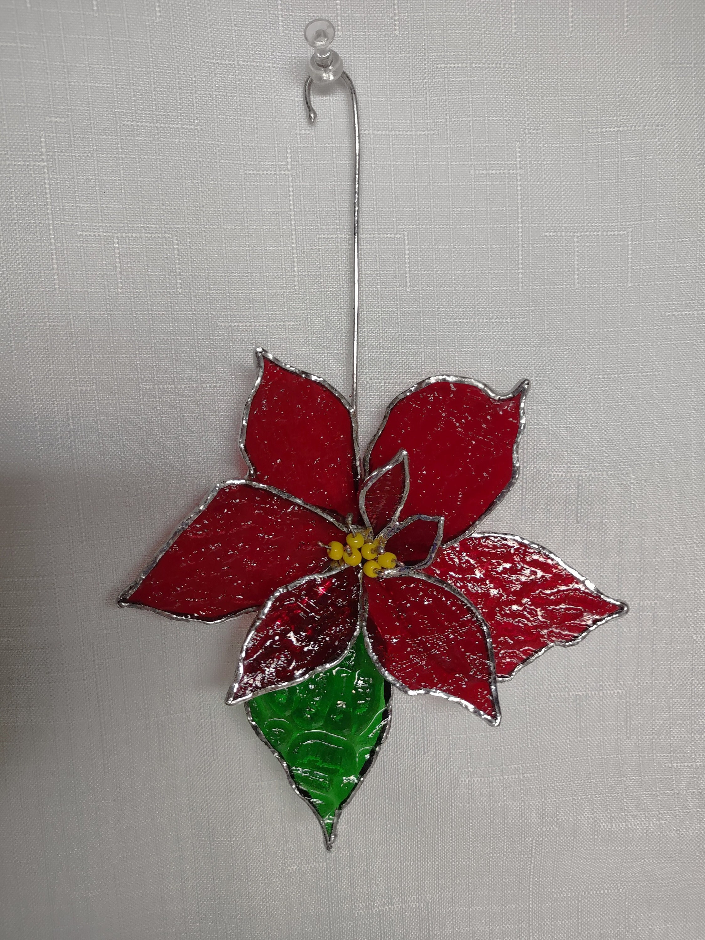 Stained Glass Poinsettia - Traditional Red Flower Formed With Various ...