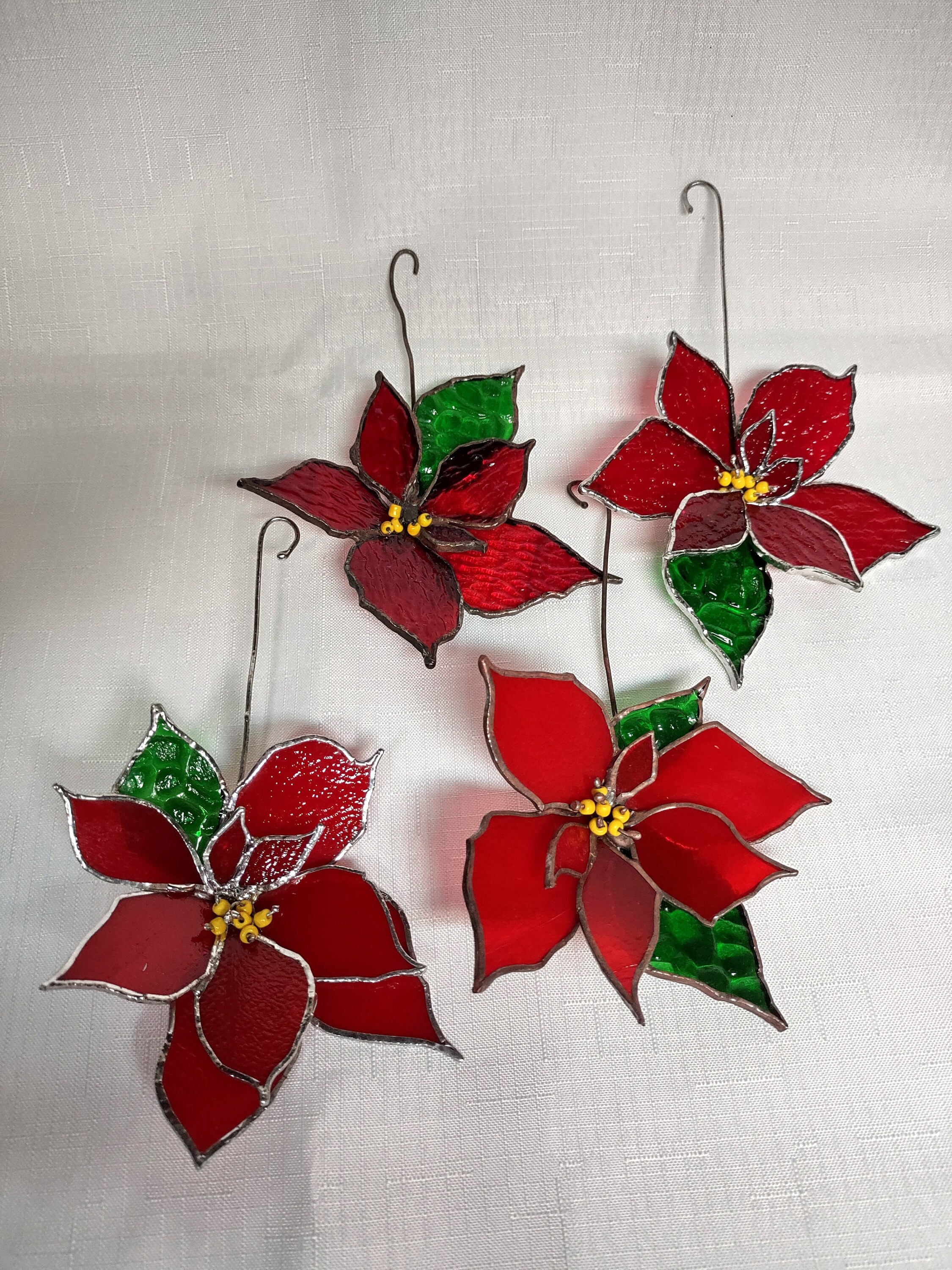 Stained Glass Poinsettia - Traditional Red Flower Formed With Various ...