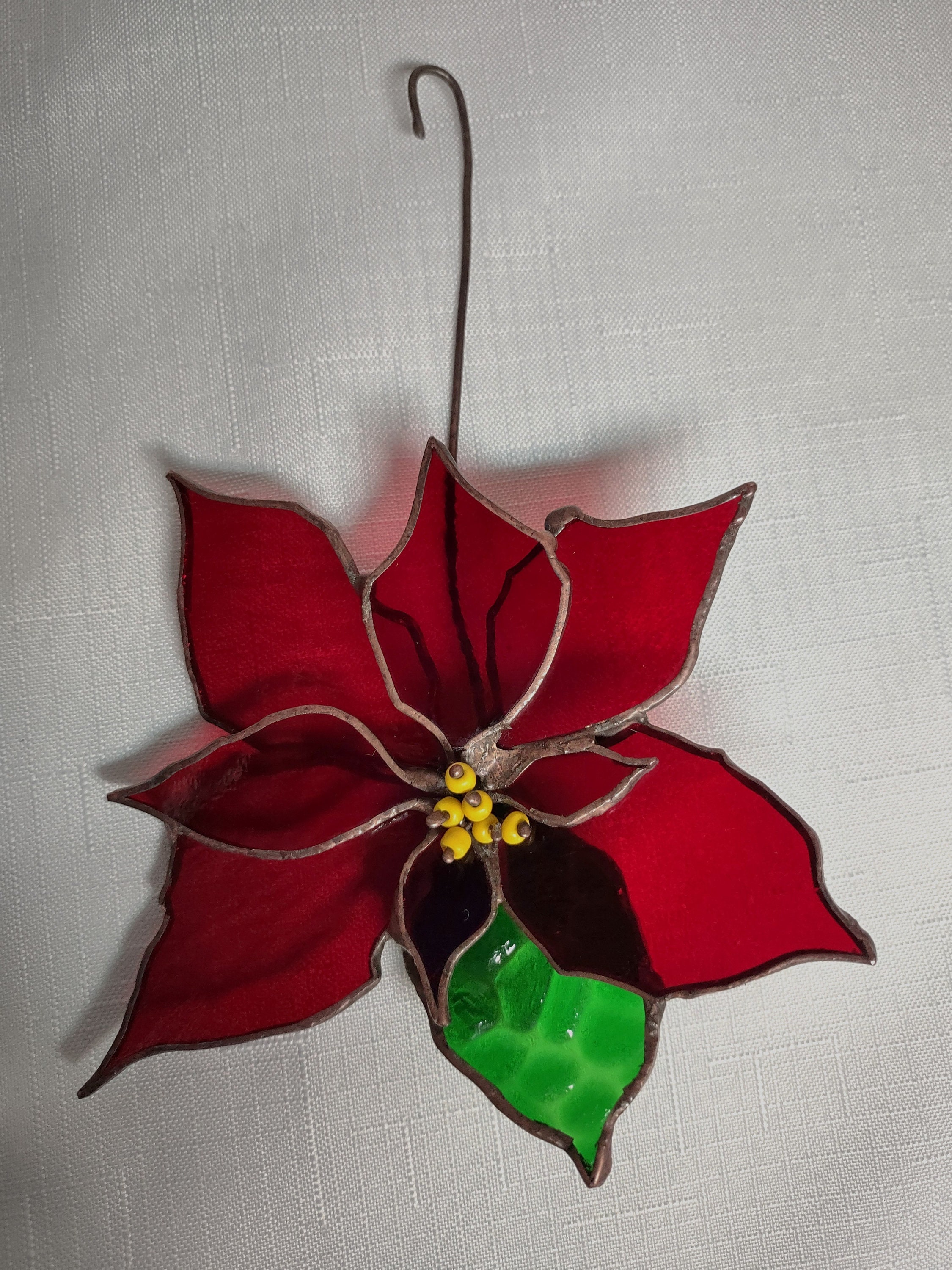 Stained Glass Poinsettia - Traditional Red Flower Formed With Various ...