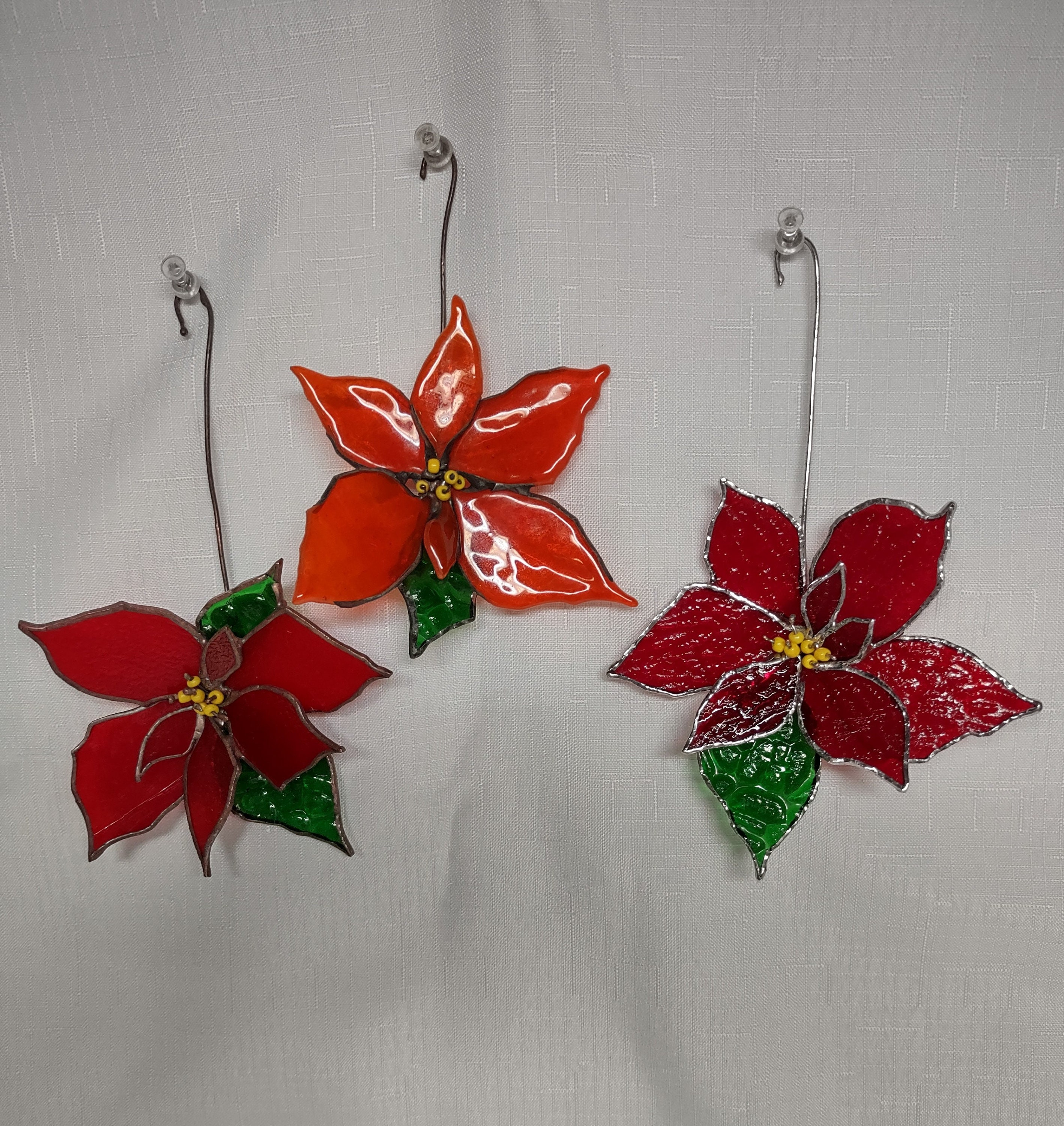 Stained Glass Poinsettia - Traditional Red Flower Formed With Various ...
