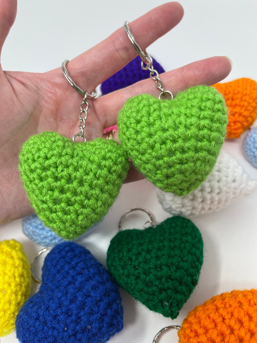 Soft Heart Keychain, Crochet Plush Heart Keychain, Handbag Charm ...