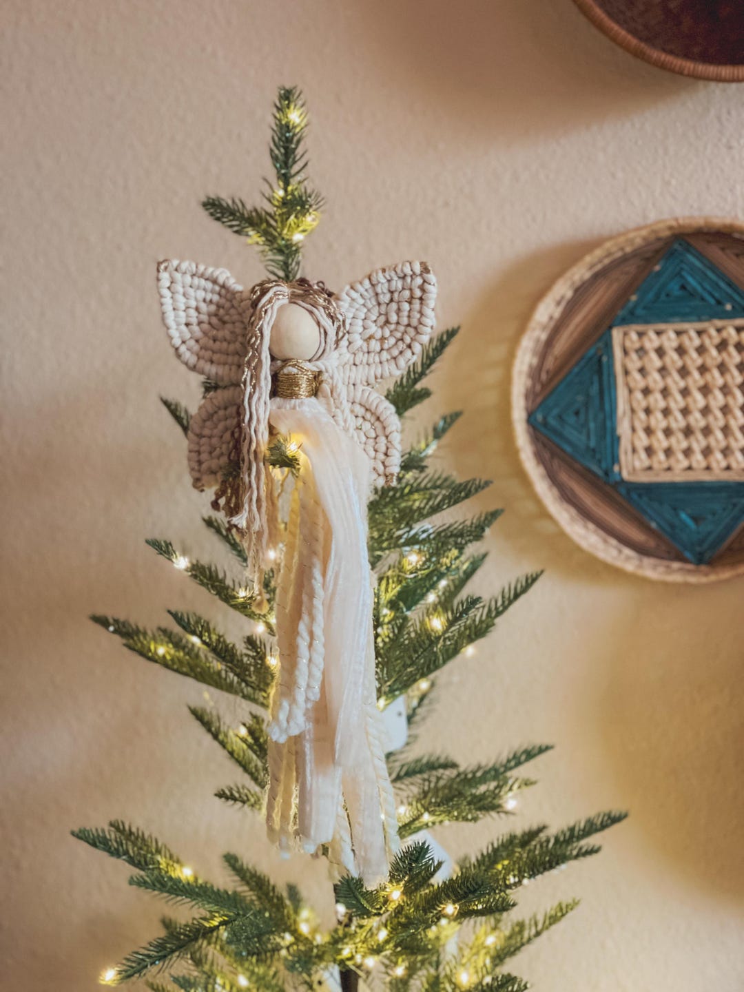 Winter Velvet- Macrame Angel | Tree Topper | Whimsical Christmas Decor ...
