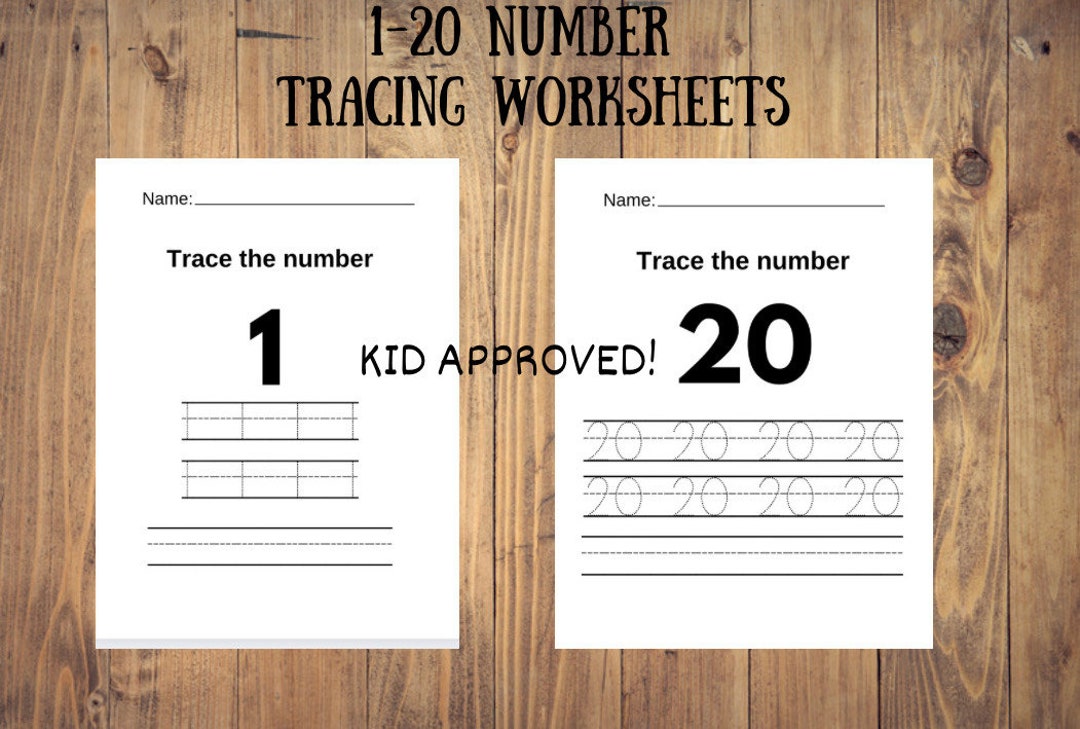 Simple 1-20 Number Tracing Worksheet - Etsy