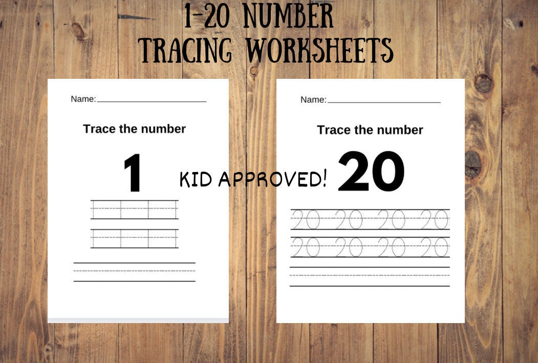 Simple 1-20 Number Tracing Worksheet - Etsy