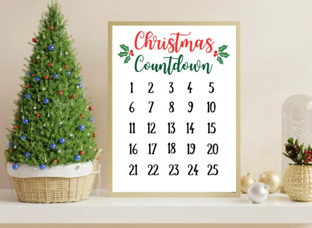 Christmas Countdown Calendar Digital Download, Christmas Calendar ...