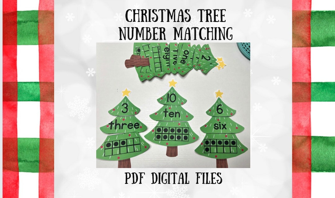 Christmas Tree Number Matching 1-10, Preschool Worksheets, Prek ...