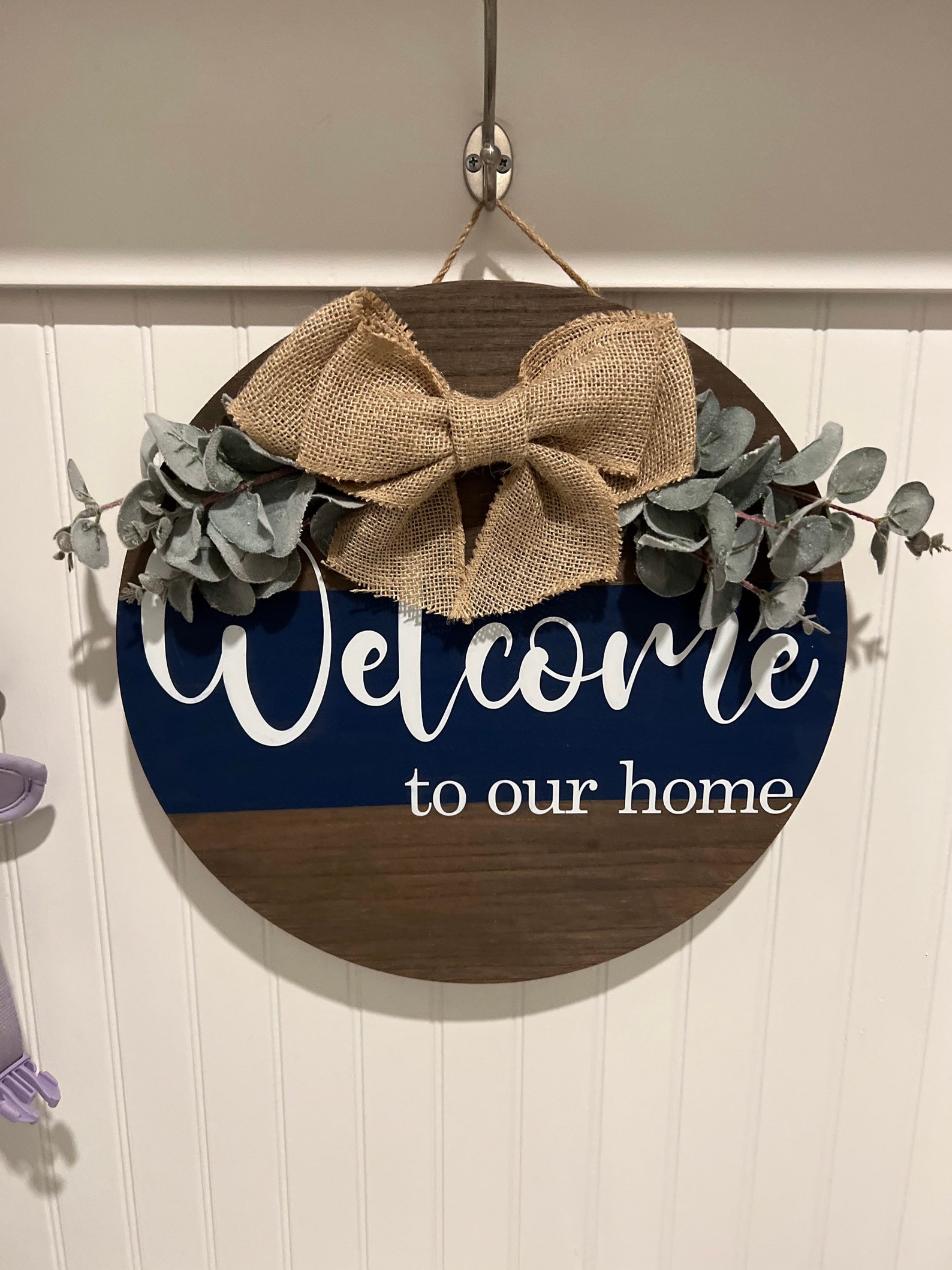 Welcome Sign Round Wood Welcome Sign Front Door Signs - Etsy