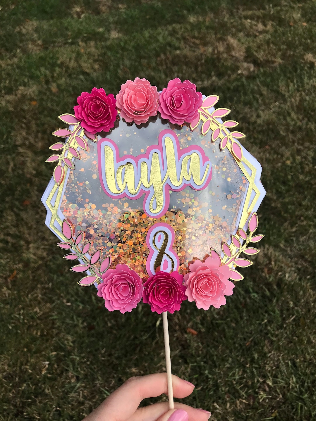 Bohemian Floral Shaker Cake Topper - Etsy