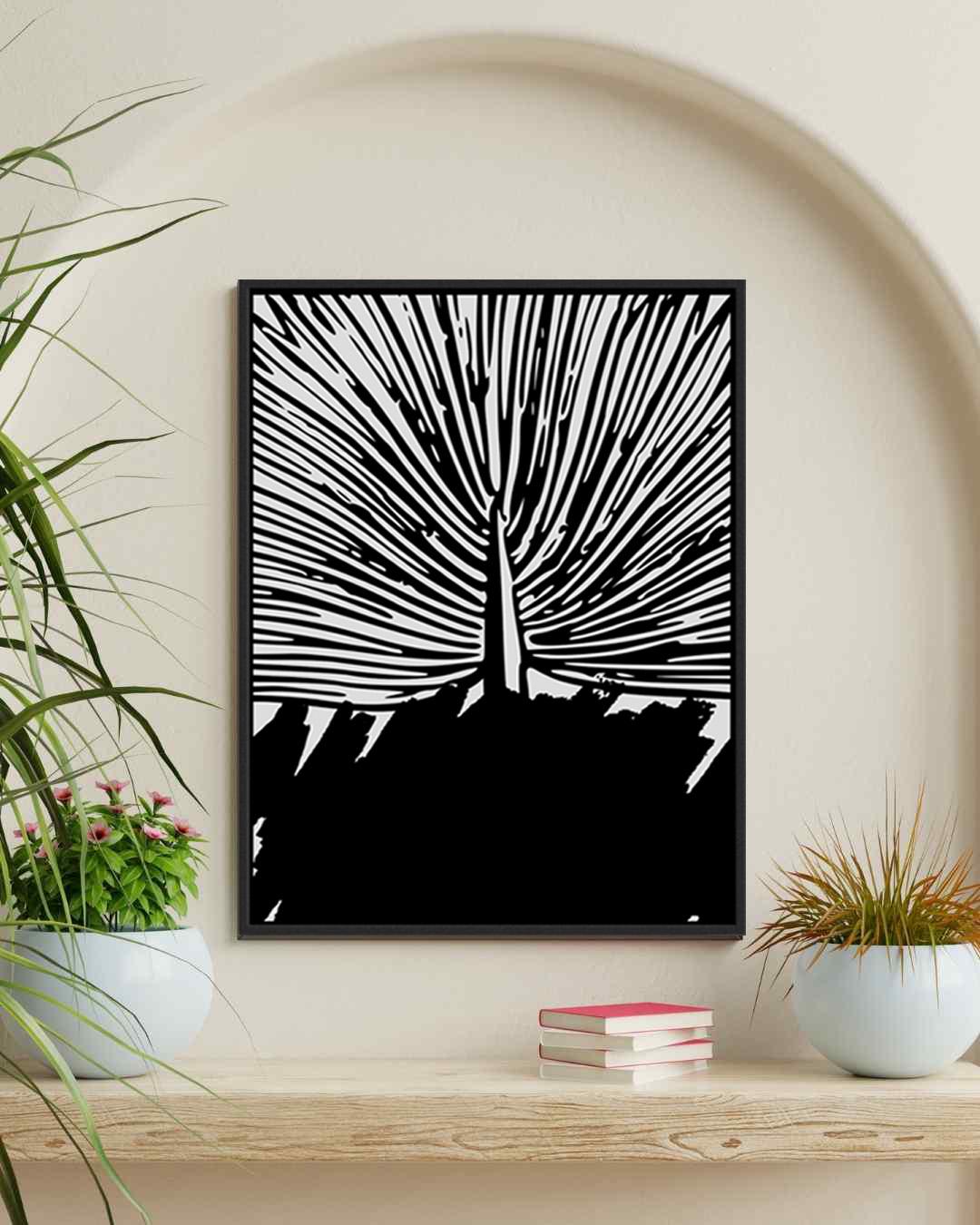 Black Minimalist Art Framed Canvas | Modern Wall Art | Sleek Abstract ...