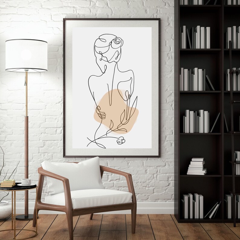 Female Figure Line Art Woman Wall Art Print Abstract Body Minimal, Home ...