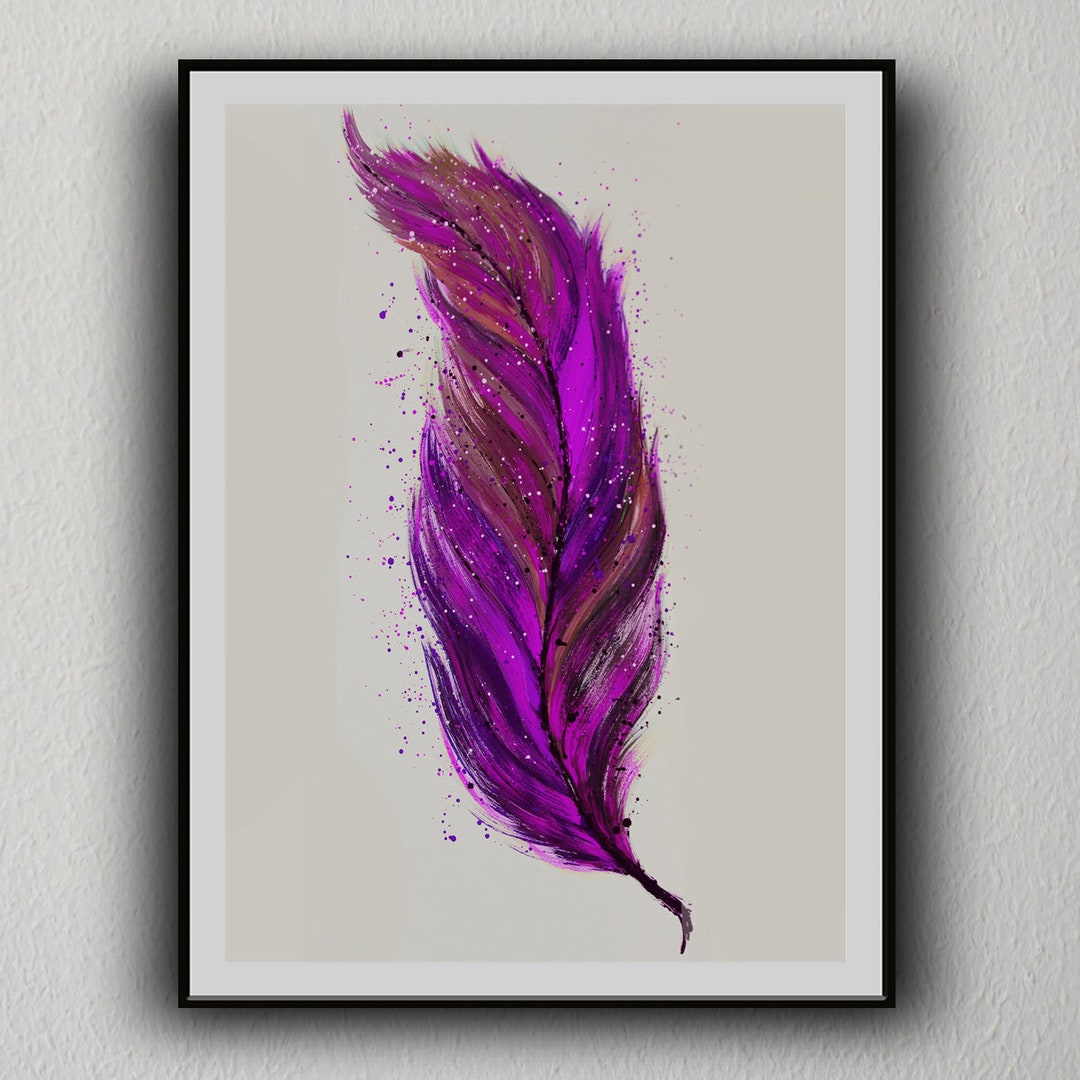 Printable Feather Wall Art Purple Tribal Feather Print Wall - Etsy