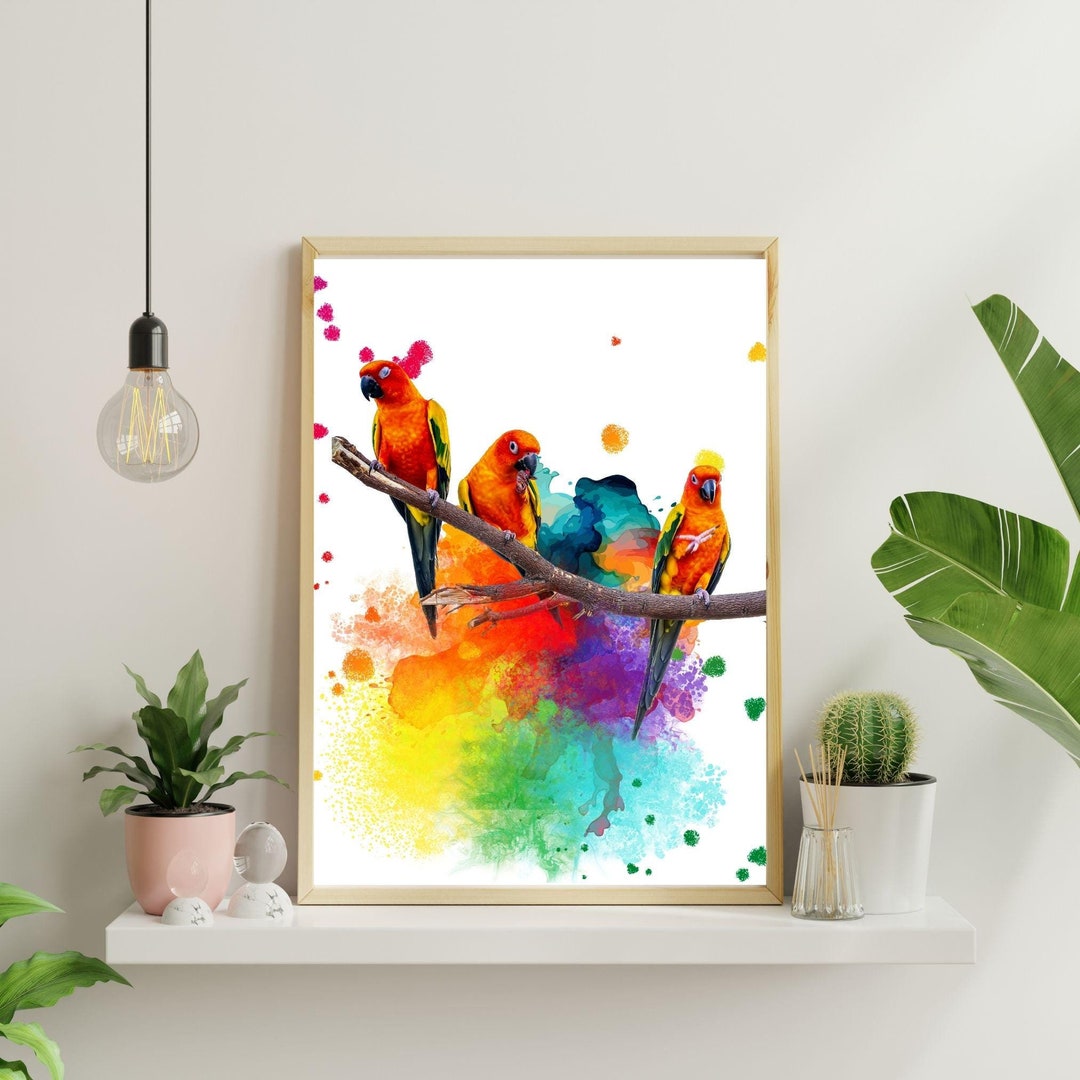 Tropical Conure Parakeet Quintet - Wildlife Parrot Birds Collage Art ...