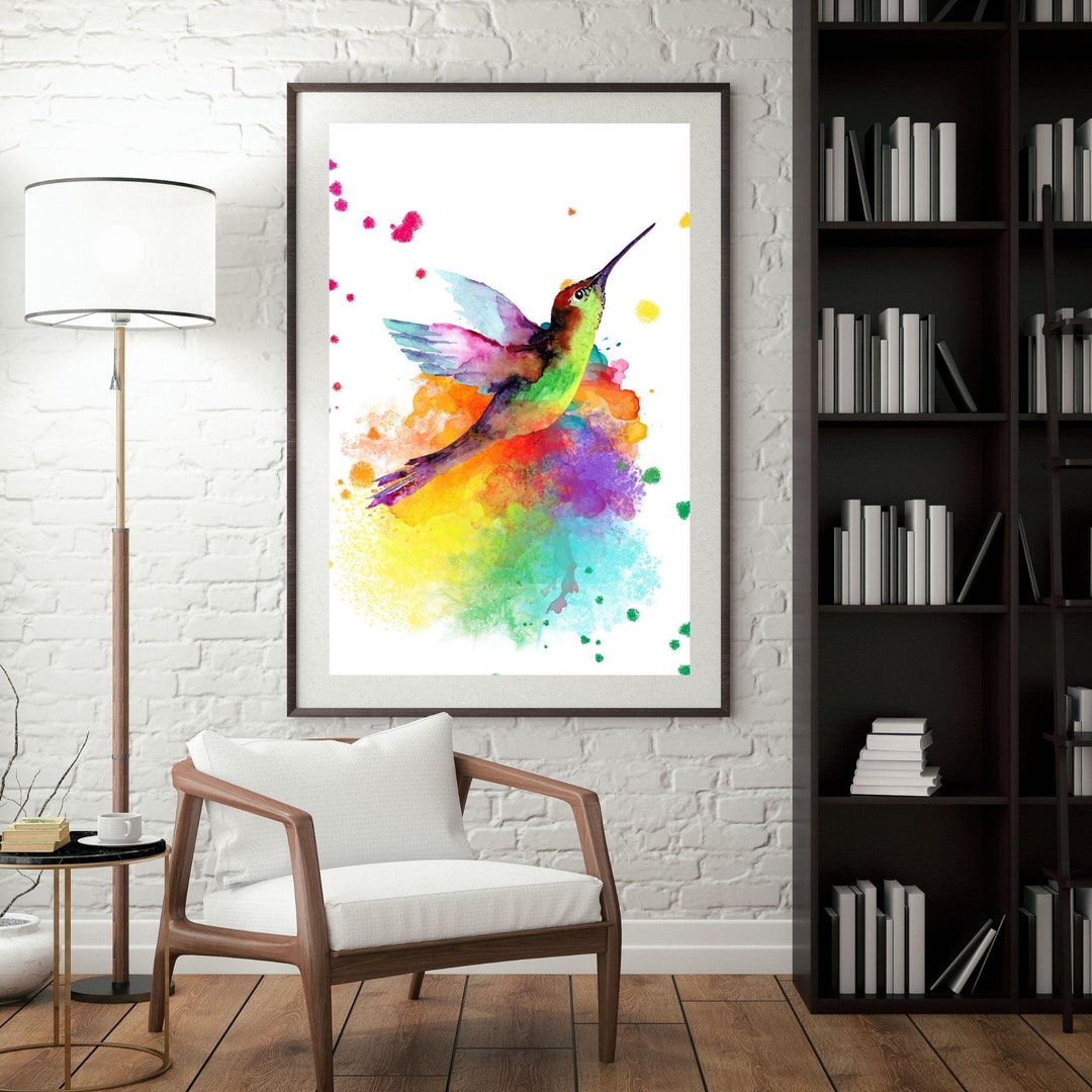 Colorful Hummingbird Decor, Bird Lover Art Print, Tropical Hummingbird ...