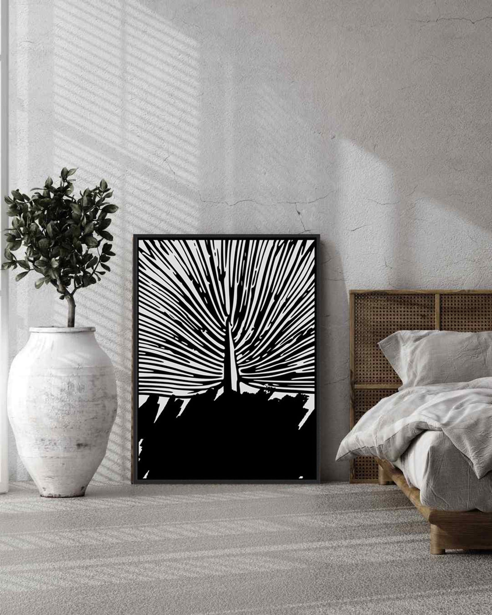 Black Minimalist Art Framed Canvas | Modern Wall Art | Sleek Abstract ...