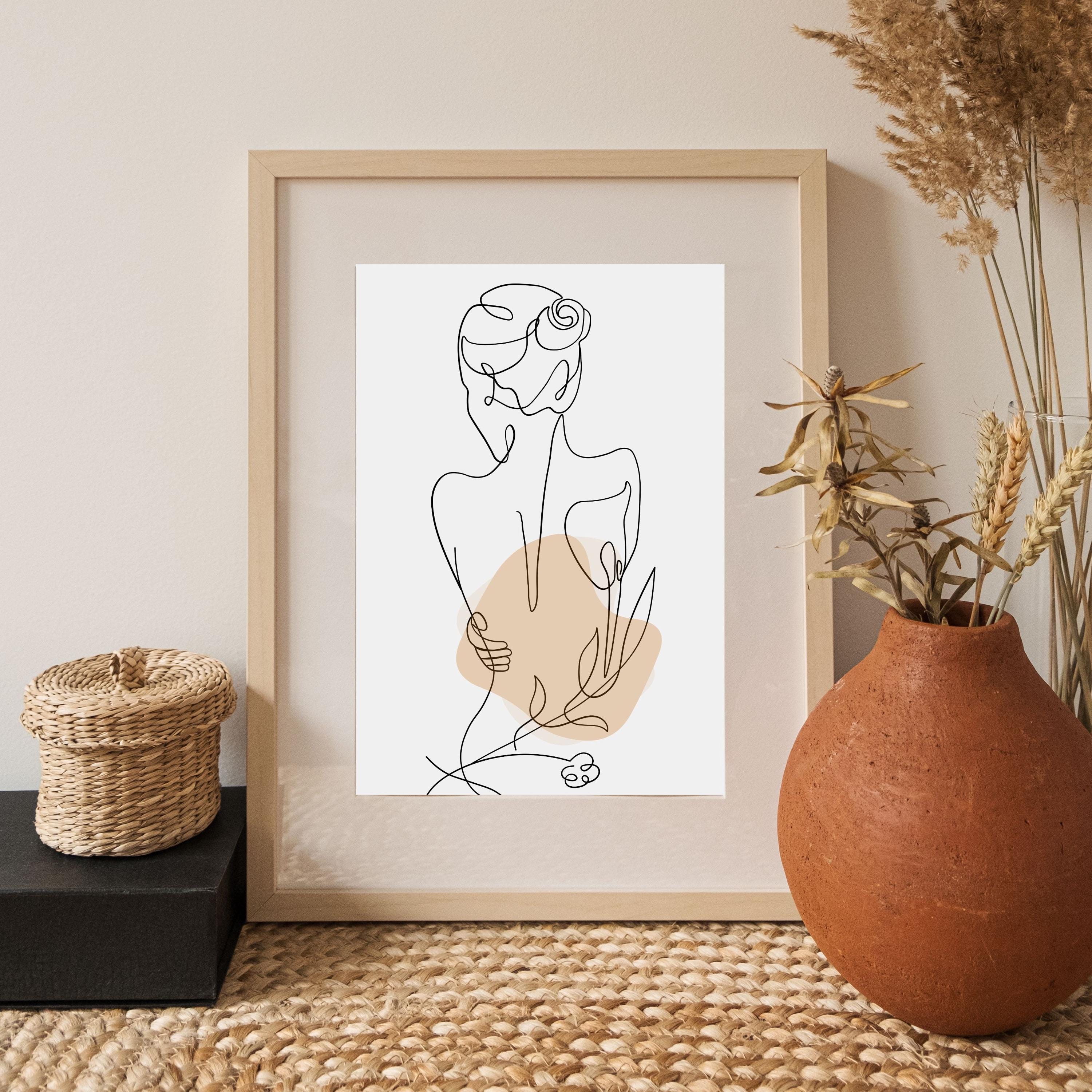 Female Figure Line Art Woman Wall Art Print Abstract Body Minimal, Home ...