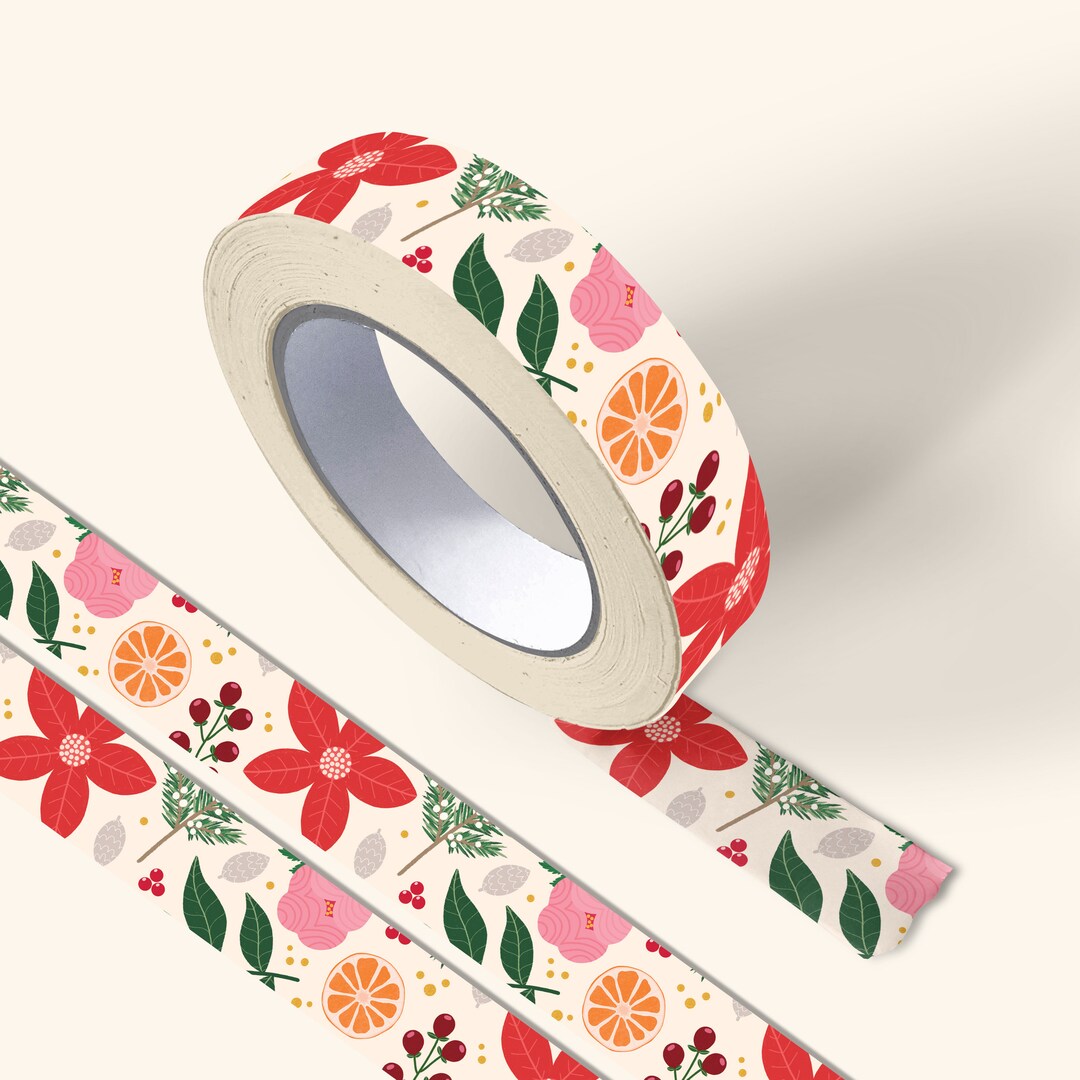 Traditional Christmas Washi Tape With Gold Foiling, Christmas Washi ...