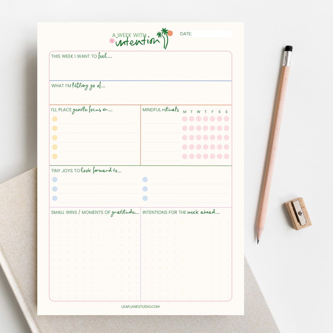 A Week With Intention Planner Pad, A5 Weekly Mindful Planning Notepad ...