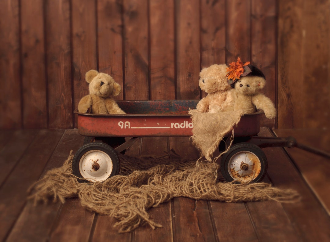 Teddy Bears in a Vintage Wagon, Digital Backdrop - Etsy