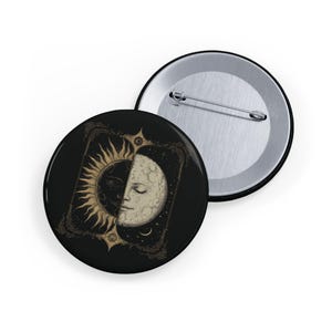 Vintage-inspired Celestial Buttons: Sun and Moon Pins for Jackets, Bags ...