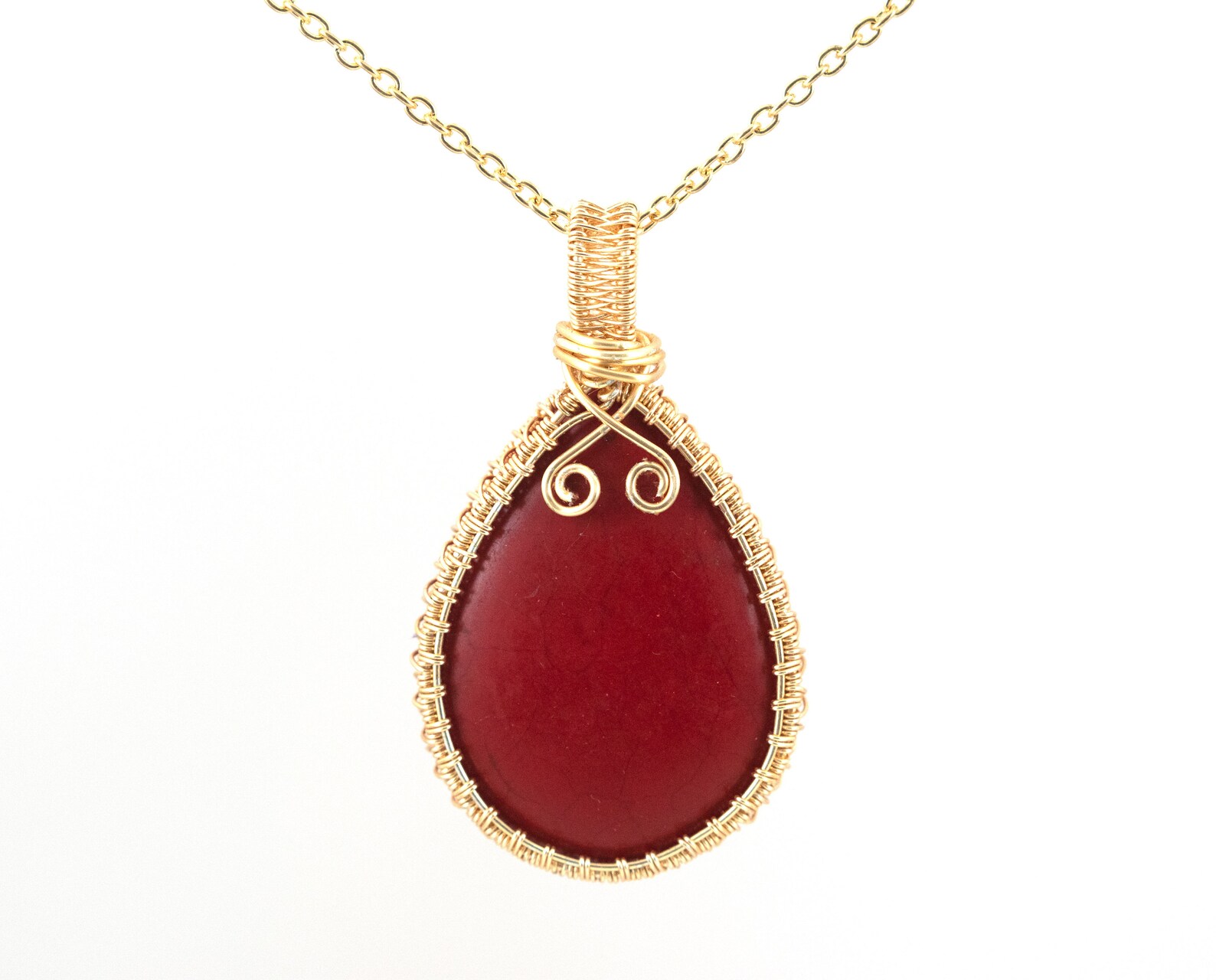 Red Howlite Necklace Bezel Set Gold Wire-wrapped Pendant - Etsy