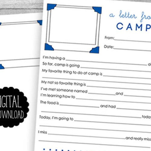 Fill in the Blank Camp Letter Printable Letter Camp Letter - Etsy