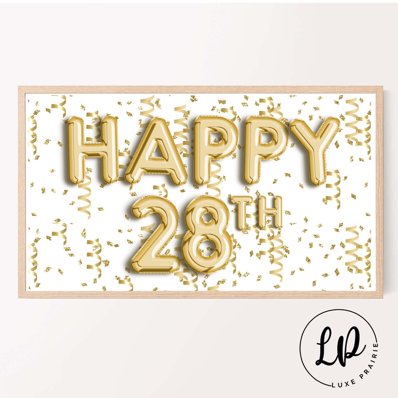 28th Birthday Decor, Happy 28th Birthday Frame TV Art, Samsung Frame TV ...