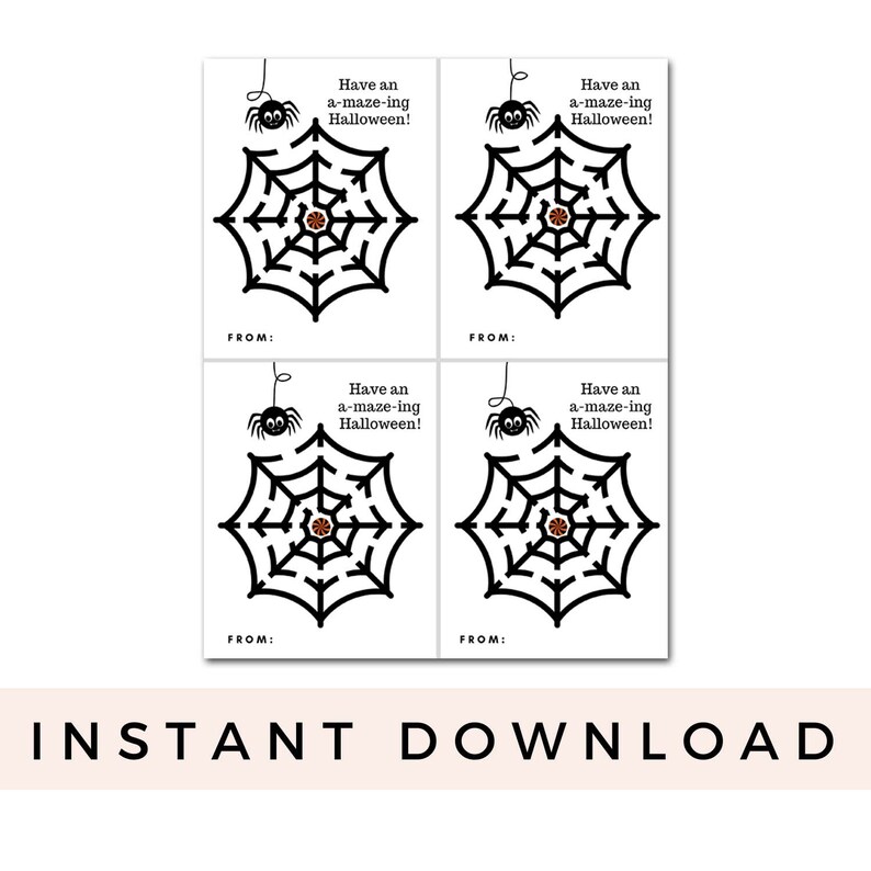 Spider Halloween Cards Printable Cobweb Maze Kids Halloween - Etsy