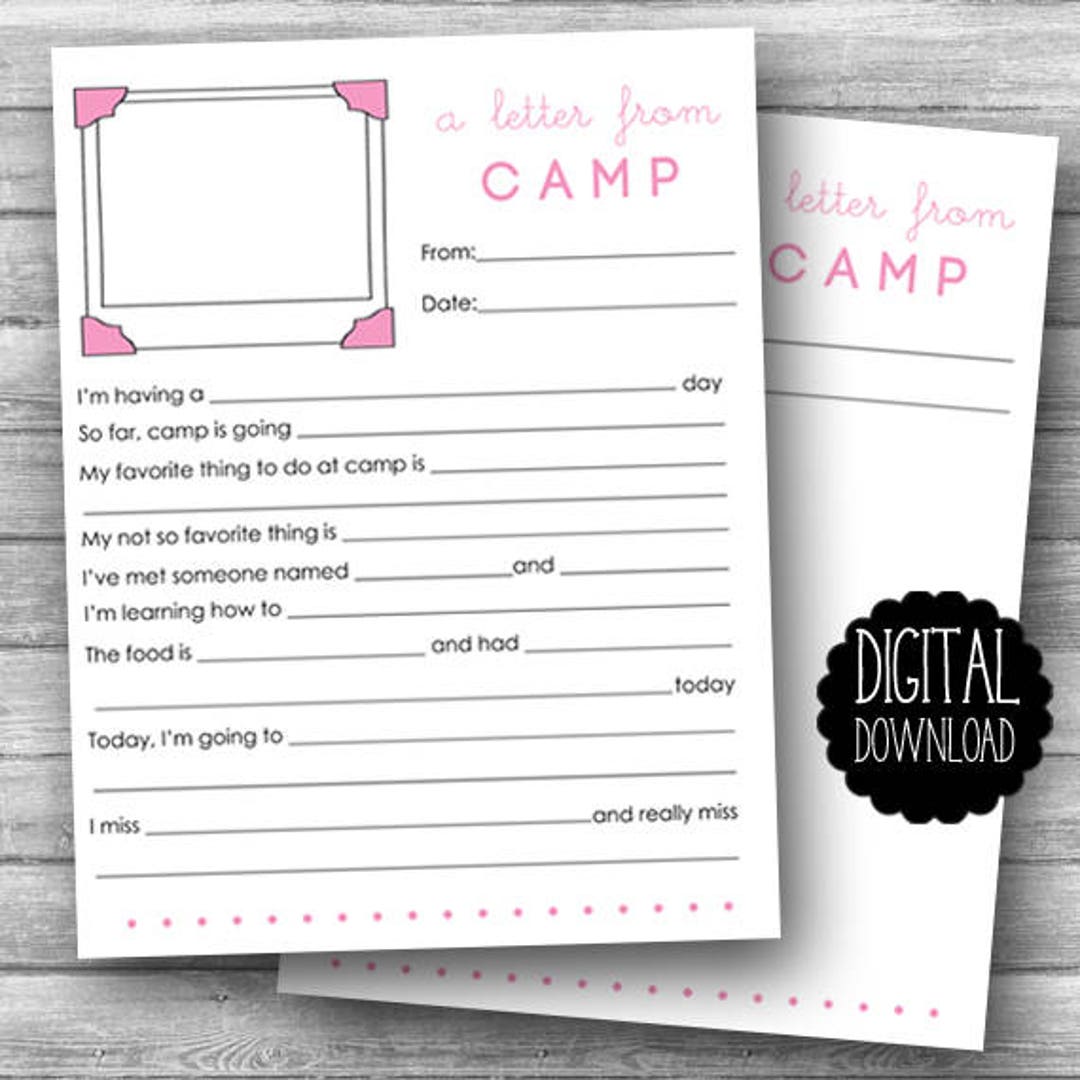 Camp Stationery Printable, Girls Camping Letter, Camping Stationery ...