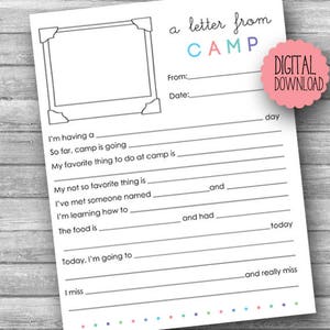 Summer Camp Stationery PRINTABLE / Printable Fill in Camp Letter / Kids ...