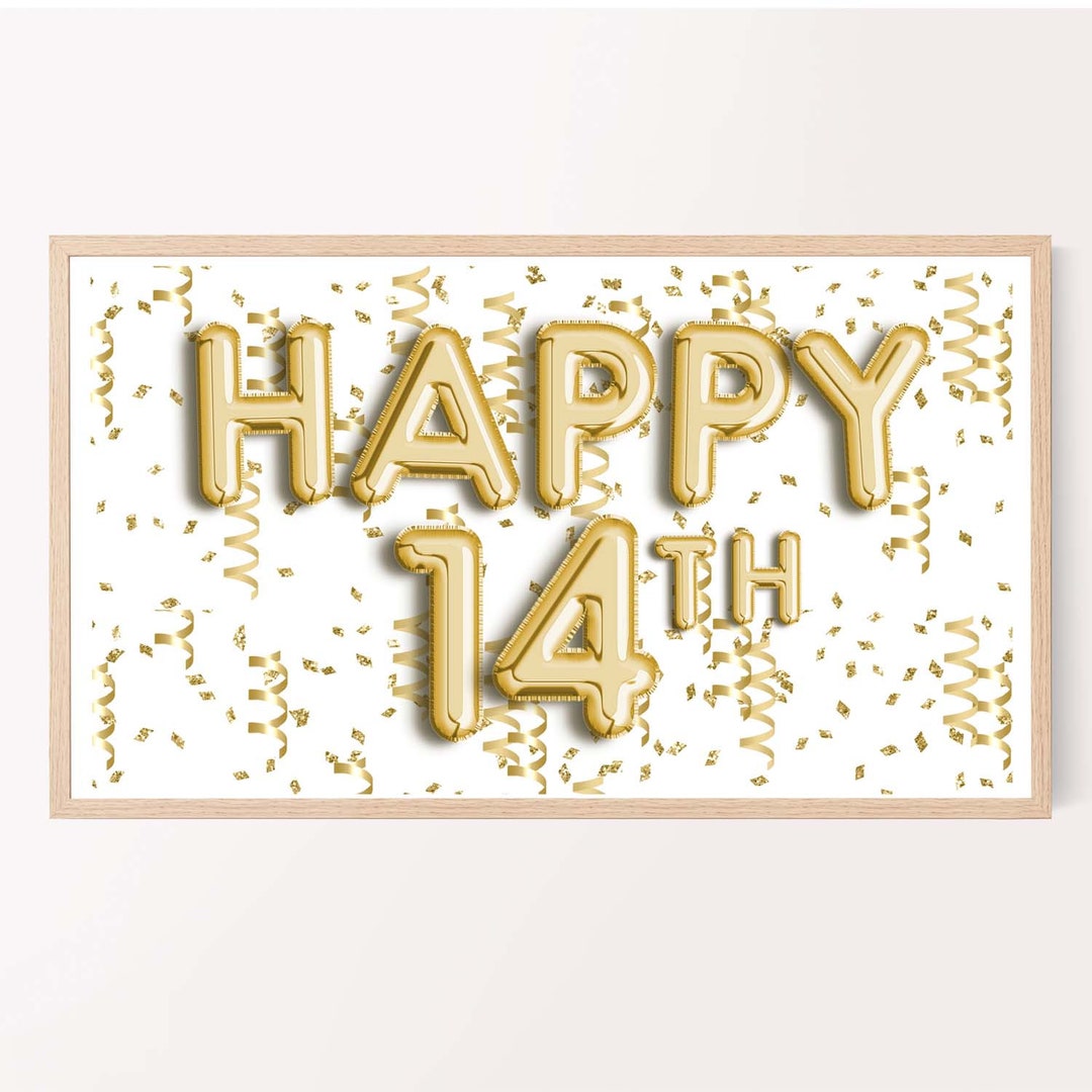 14th Birthday TV Art, Birthday TV Frame, Happy Birthday Samsung Frame ...