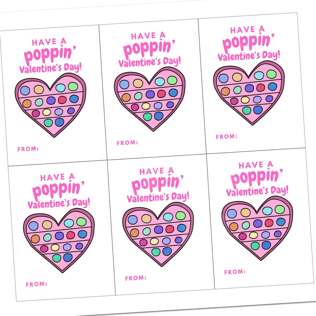 Pop It Valentines Printable, Sensory DIY Valentines Cards for Class ...