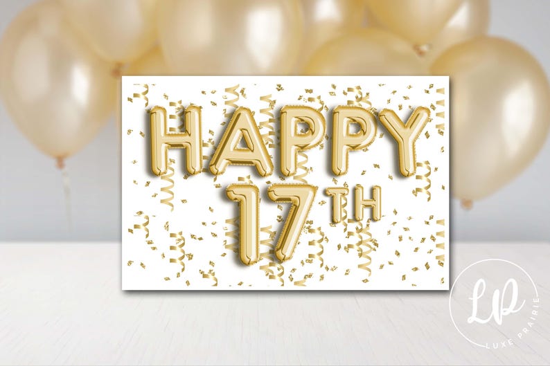 17th Birthday Card Printable, 17year Old Birthday Card, Digital ...