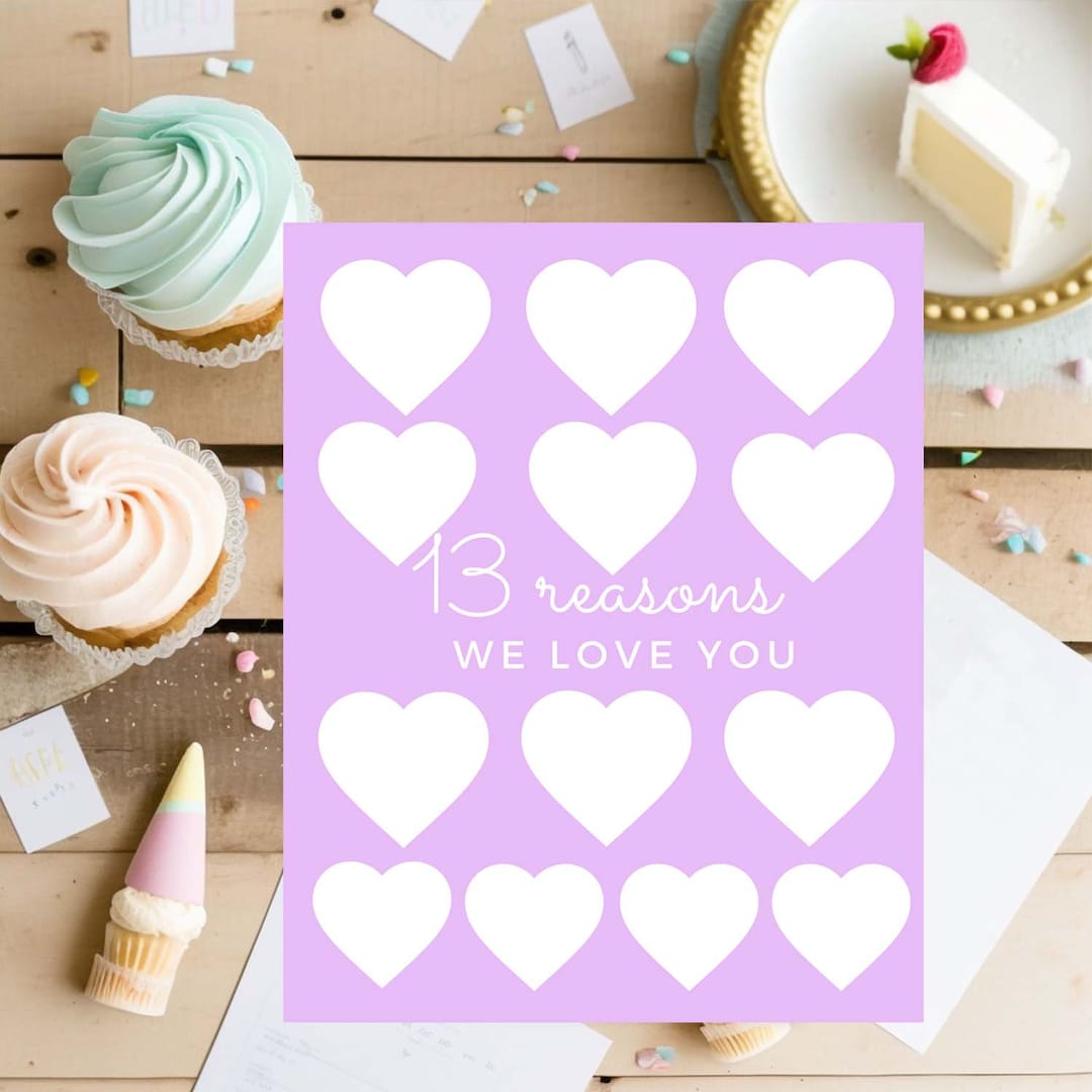 13 Reasons We Love You Printable Light Purple 13th Birthday - Etsy