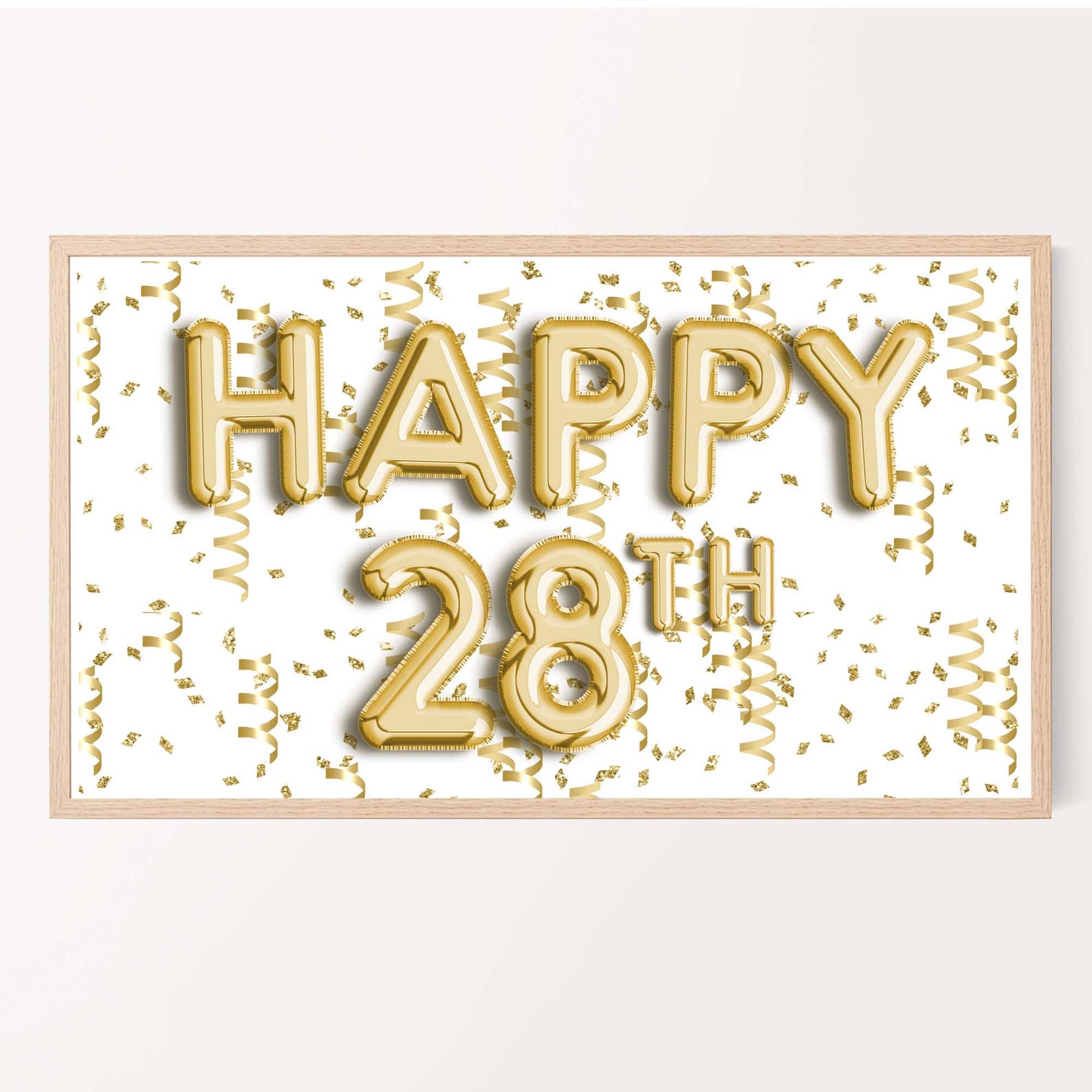 28th Birthday Decor, Happy 28th Birthday Frame TV Art, Samsung Frame TV ...