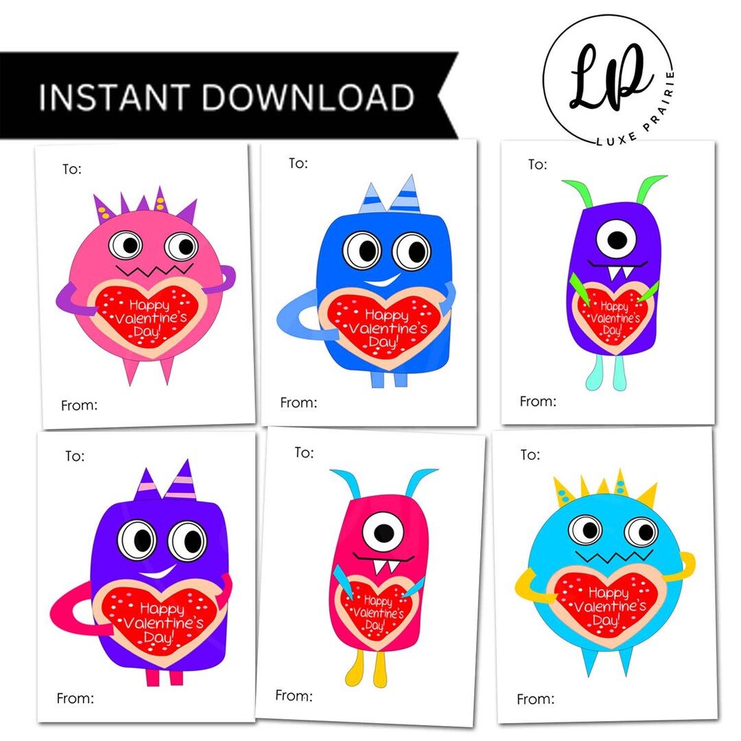 Printable Monster Valentines, Classroom Exchange Cards, Vday Cards ...