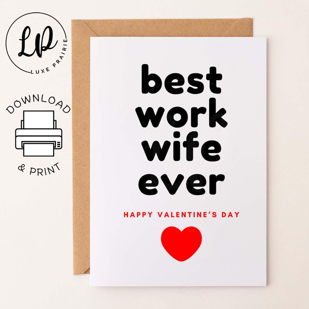 Printable Work Wife Valentines Day Card, Best Work Wife Ever, Coworker ...