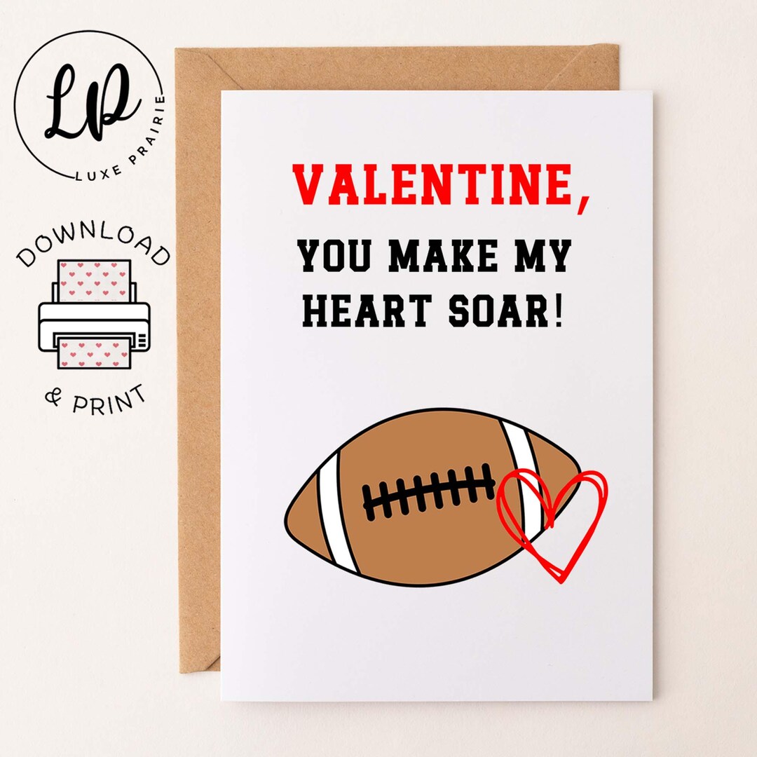 Football Valentine Card Printable, Football Boyfriend Valentine's Day ...