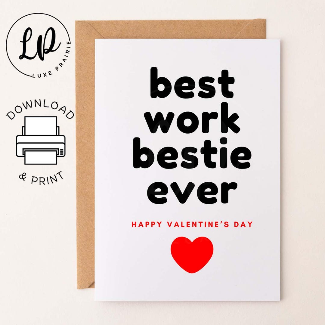 Printable Work Bestie Valentine's Day Card, Work BFF Valentines Card ...