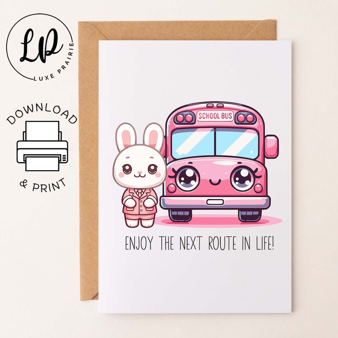 School Bus Driver Printable, Printable Teacher Retirement Card, Digital ...