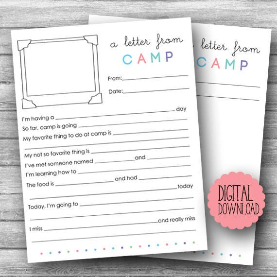 Summer Camp Stationery PRINTABLE / Printable Fill in Camp Letter / Kids ...
