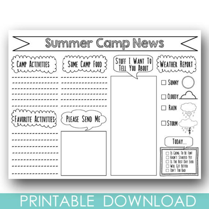 PRINTABLE Fill in the Blank Camp Letter From Camper, Summer Camp ...