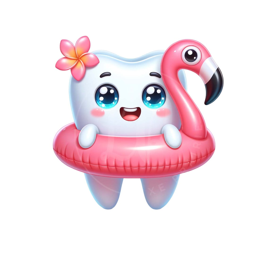 Funny Tooth PNG Clipart, Summer Tooth, Flamingo Pool Float Png, Cute ...